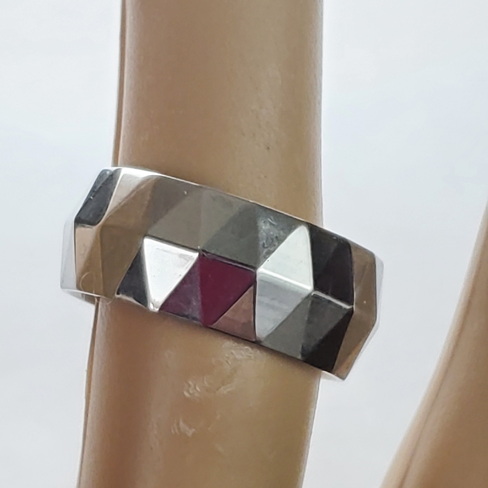 Jewelry | Silver Stainless Steel Triangle Edged Band Ring Sizes 55 8 ...